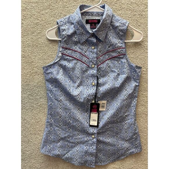 Rock & Roll Denim | Tops | New Rock Roll Denim Pearl Snap Sleeveless ...